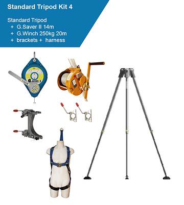 Safety Access Tripods Kits with Recovery Block (Fall Arrest) and or Wi ...